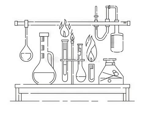 One Line Drawing Of Laboratory Equipment Modern Illustration Of Laboratory Equipment Outline