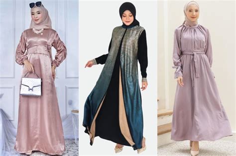 Rekomendasi Gamis Satin Simpel Mewah Murah Mulai Ribuan Halaman Stylo