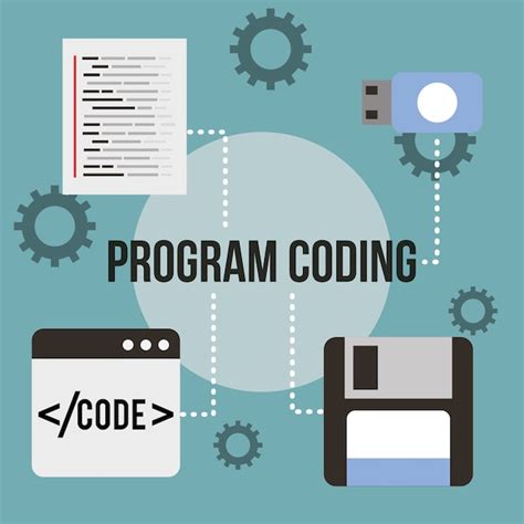 Premium Vector Program Coding Website Document Floppy Usb Gears