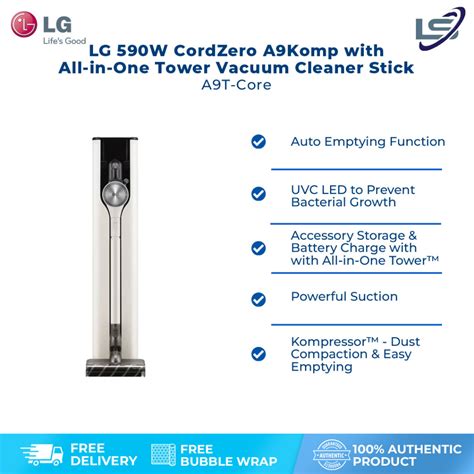 Lg 590w Cordzero A9komp With All In One Tower Vacuum Cleaner Stick A9t