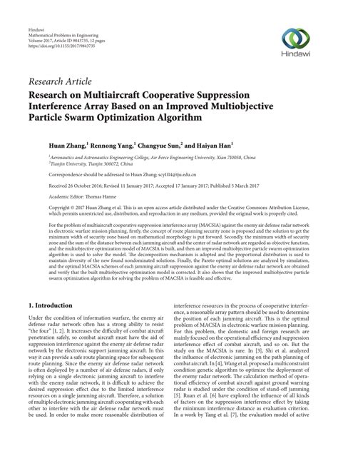 Pdf Research On Multiaircraft Cooperative Suppression Interference
