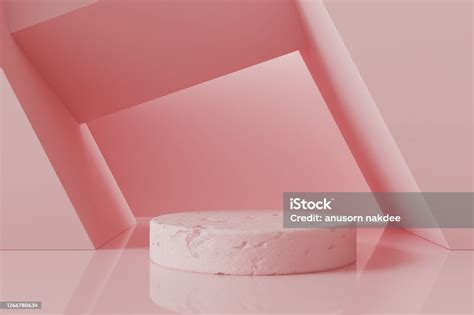 파스텔 배경의 기하학적 실린더 포디움이 있는 최소한의 장면 3차원 형태에 대한 스톡 사진 및 기타 이미지 3차원 형태