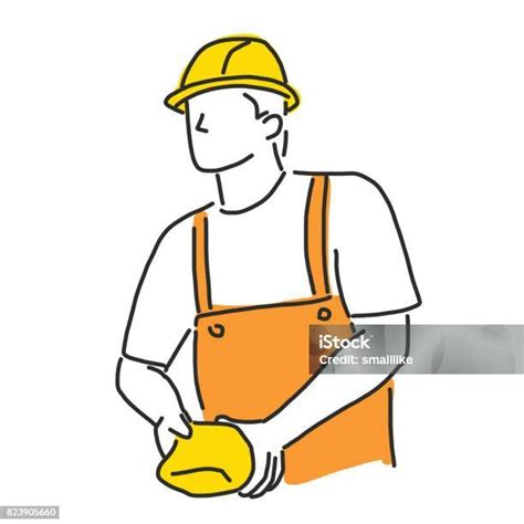 노동입니다 작성기 그리고 다양 한 포즈에 노동자입니다 핸드 그린입니다 선 도면입니다 벡터 일러스트 레이 션 건설 산업에 대한 스톡 벡터 아트 및 기타 이미지 Istock
