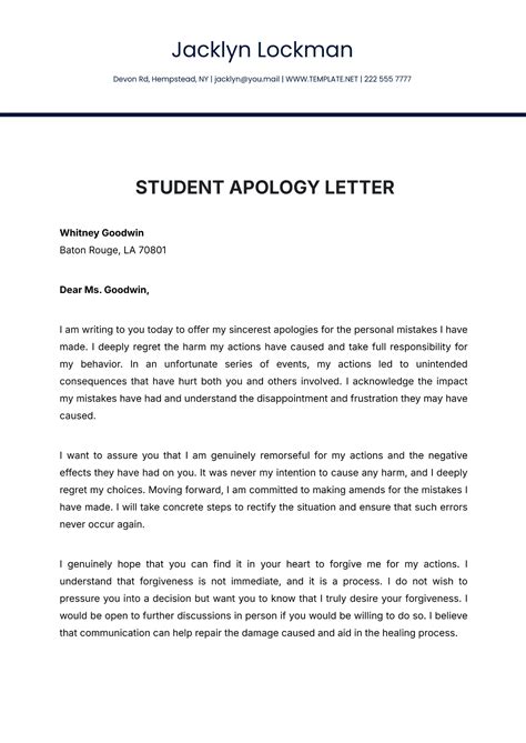 Free Apology Letter To Court Template To Edit Online