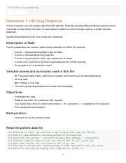 Hw1 Pdf Function Hw1 Template Kendra Chan 04 06 2021 Homework 1 HIV Drug Response In