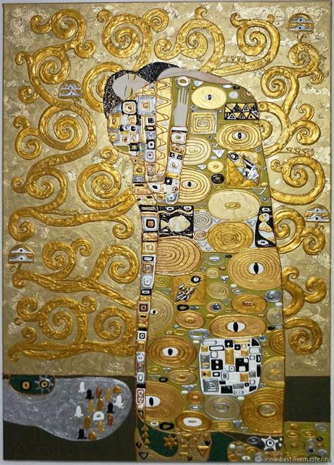 Картина Густав Климт поцелуй абстракция золото Art Home Decor Klimt Kiss Abstraction