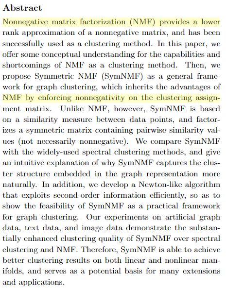 Archived Post Symmetric Nonnegative Matrix Factorization For Graph Clustering By Jae Duk