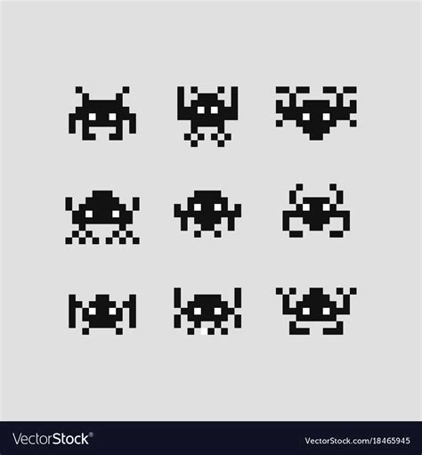 Space Invaders 8 Bit Set Royalty Free Vector Image