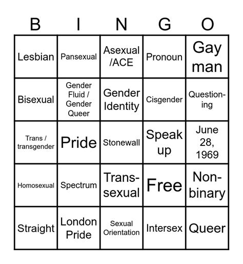 SEX Bingo Card