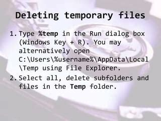 Clean Up Windows Log Files PPTX Browsers Computer Software And Applications