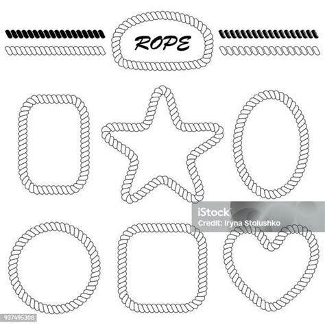 벡터 브러시와 마음 스타 라운드 사각형 타원형 사각형의 형태로 빈 프레임의 집합입니다 밧줄에 대한 스톡 벡터 아트 및 기타 이미지 Istock