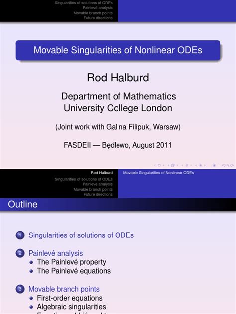 Movable Singularities Nonlinear Odes Halburd Pdf Ordinary Differential Equation Equations