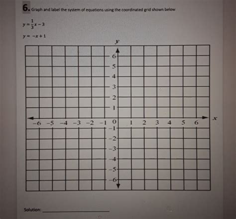 Solved 6 Graph And Label The System Of Equations Using The Coordinated Grid Shown Below Y 1 3