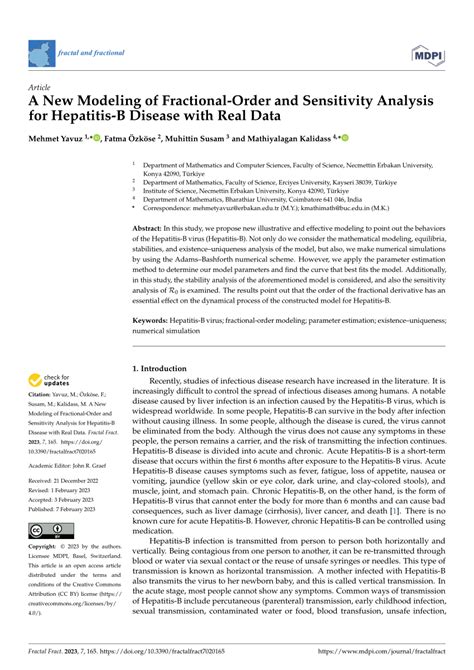 Pdf A New Modeling Of Fractional Order And Sensitivity Analysis For Hepatitis B Disease With
