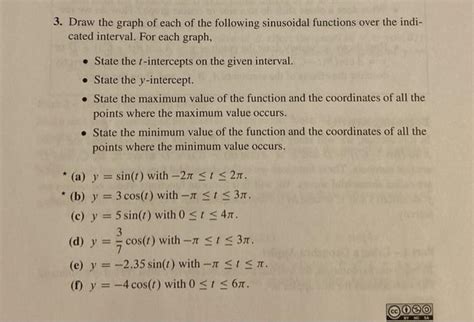 Solved 3 Draw The Graph Of Each Of The Following Sinusoidal