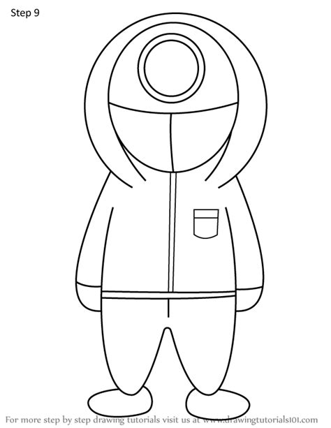 How To Draw Cute Guard From Squid Game Step By Step Tutorial DrawingTutorials101 Com