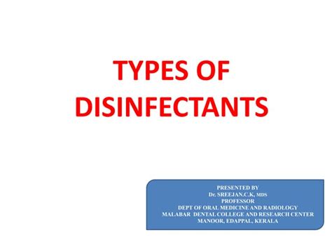 Types Of Disinfectants Ppt