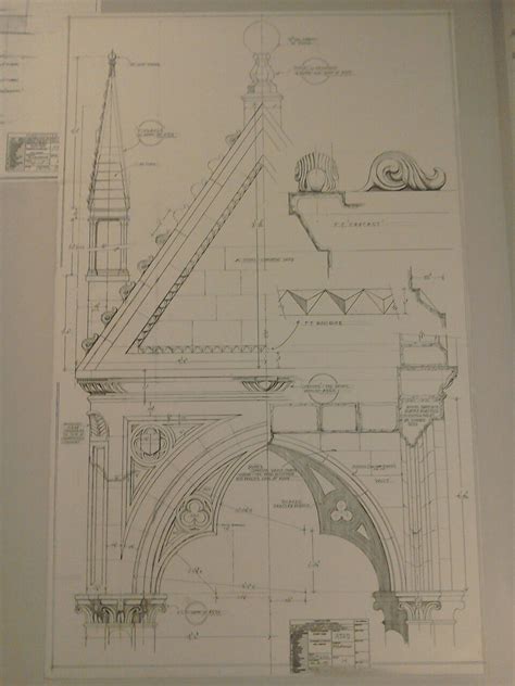 Architectural Drawing Of A Bridge With Blueprints
