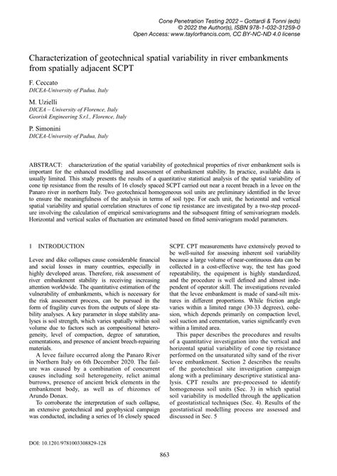 Pdf Characterization Of Geotechnical Spatial Variability In River Embankments From Spatially
