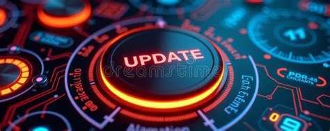 High Detail Update Command Button With Glowing Elements And Futuristic Design Stock Illustration