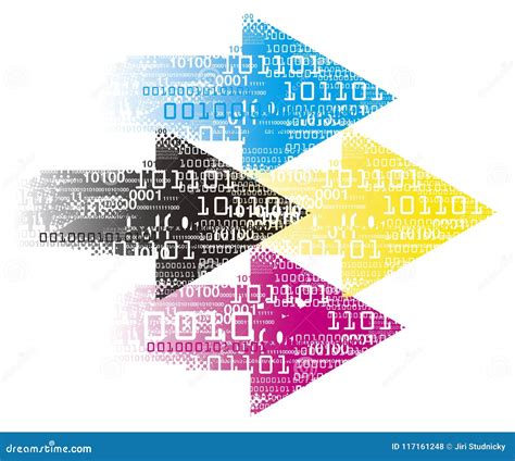 Print Colors Arrows With Binary Codes Print Data Stock Vector