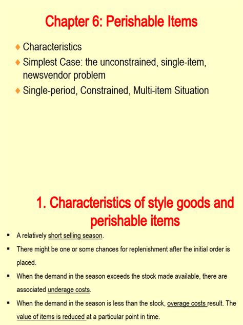 Chapter 6 Perishable Items Pdf Business Economics Business Process