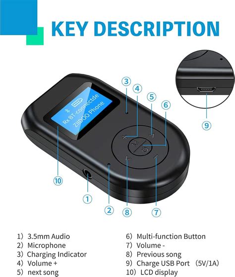 Buy RIOUSV Bluetooth Transmitter Receiver 4 In 1 Bluetooth 5 0 Visible Wireless Bluetooth