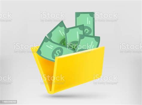 지폐가 있는 노란색 폴더 3d 벡터 일러스트 레이 션 3차원 형태에 대한 스톡 벡터 아트 및 기타 이미지 3차원 형태 개념 개념과 주제 Istock