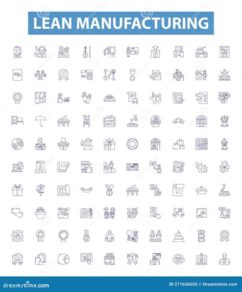 Lean Manufacturing Line Icons Signs Set Six Sigma Lean Kaizen Jit Tps Kanban 5s Visual