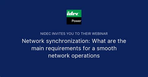 Network Synchronization What Are The Main Requirements For A Smooth