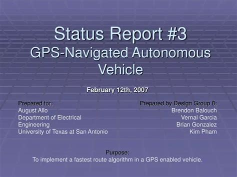 ppt february 12th 2007 purpose to implement a fastest route