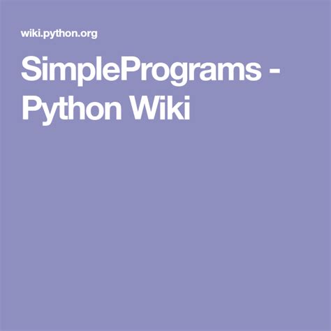 Simpleprograms Python Wiki