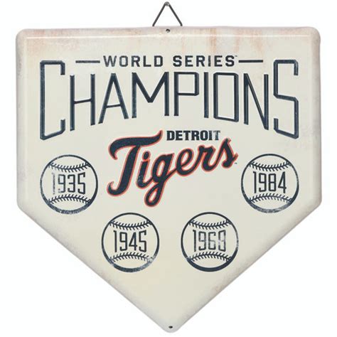 Detroit Tigers World Series Champions Home Plate Metal Wall Art