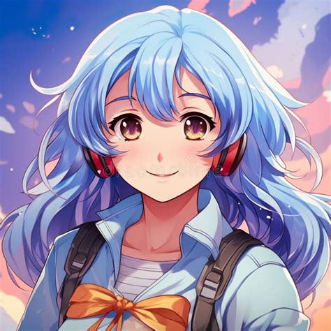 Close Up Of Anime Girl Cute Kawai Illustration Generative Ai Stock
