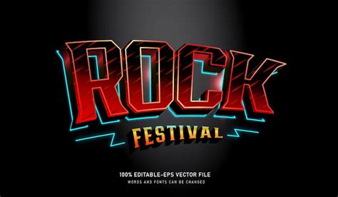 Premium Vector Rock Festival Neon Box Text Effect With Editable Font