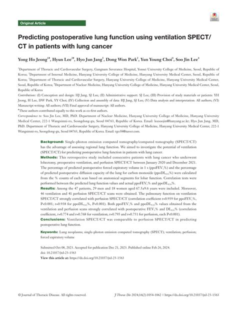 Pdf Predicting Postoperative Lung Function Using Ventilation Spectct