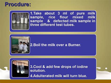Adulteration And Detection Test On Milk Ppt