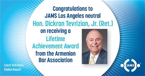 Join Us In Congratulating Judge Dickran Tevrizian On This Prestigious