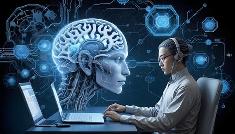 Aidriven Braincomputer Interface In Futuristic Holographic Digital