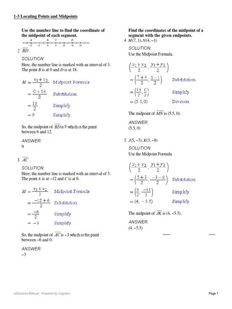 1 3 Locating Points And Midpoints Pdf Cartesian Coordinate System