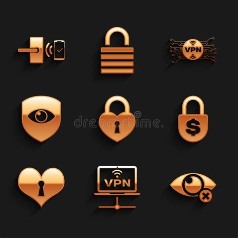 Set Castle In The Shape Of Heart Vpn Computer Network Invisible Hide Money Lock Heart With