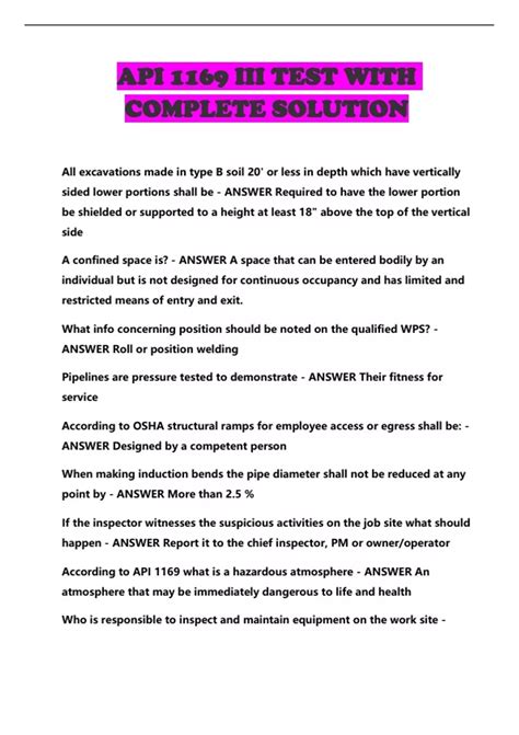 Api 1169 Iii Test With Complete Solution Api 1169 Stuvia Us