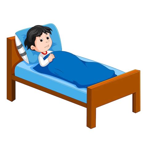 Criança Doente Deitada Na Cama Vetor Premium