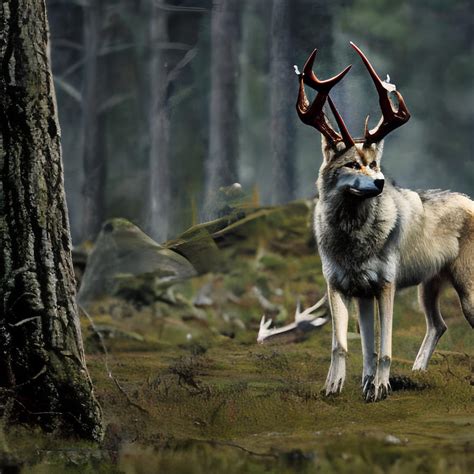 Dreamup Creation Wolf With Antlers By Adventureforest On Deviantart