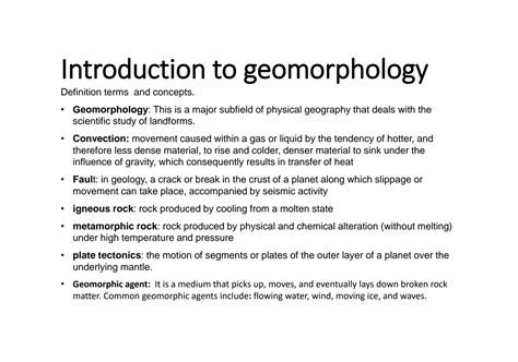 Solution Lecture 2 Geomorphology Studypool