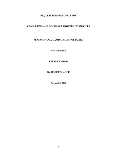 Fillable Online Request For Proposal Rfp For Insurance Brokerage