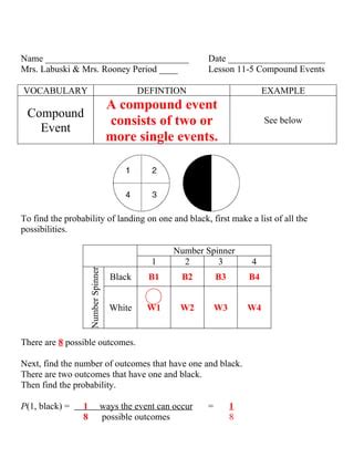 Lesson Compound Events DOC Chemistry Science