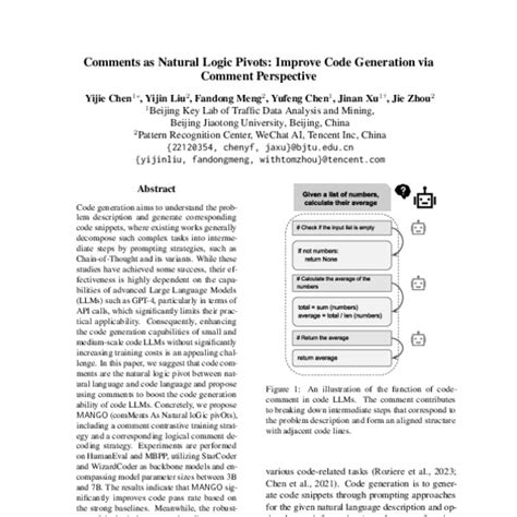 Comments As Natural Logic Pivots Improve Code Generation Via Comment Perspective Acl Anthology