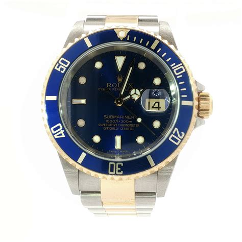 2003 Rolex Submariner 16613t Bluesy 18k Stainless 40mm Wrist Watch