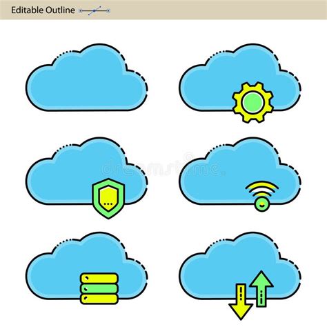 Cloud Server Icon Cloud Sync Secure Cloud Services Icons Digital Editable Outline Wireless